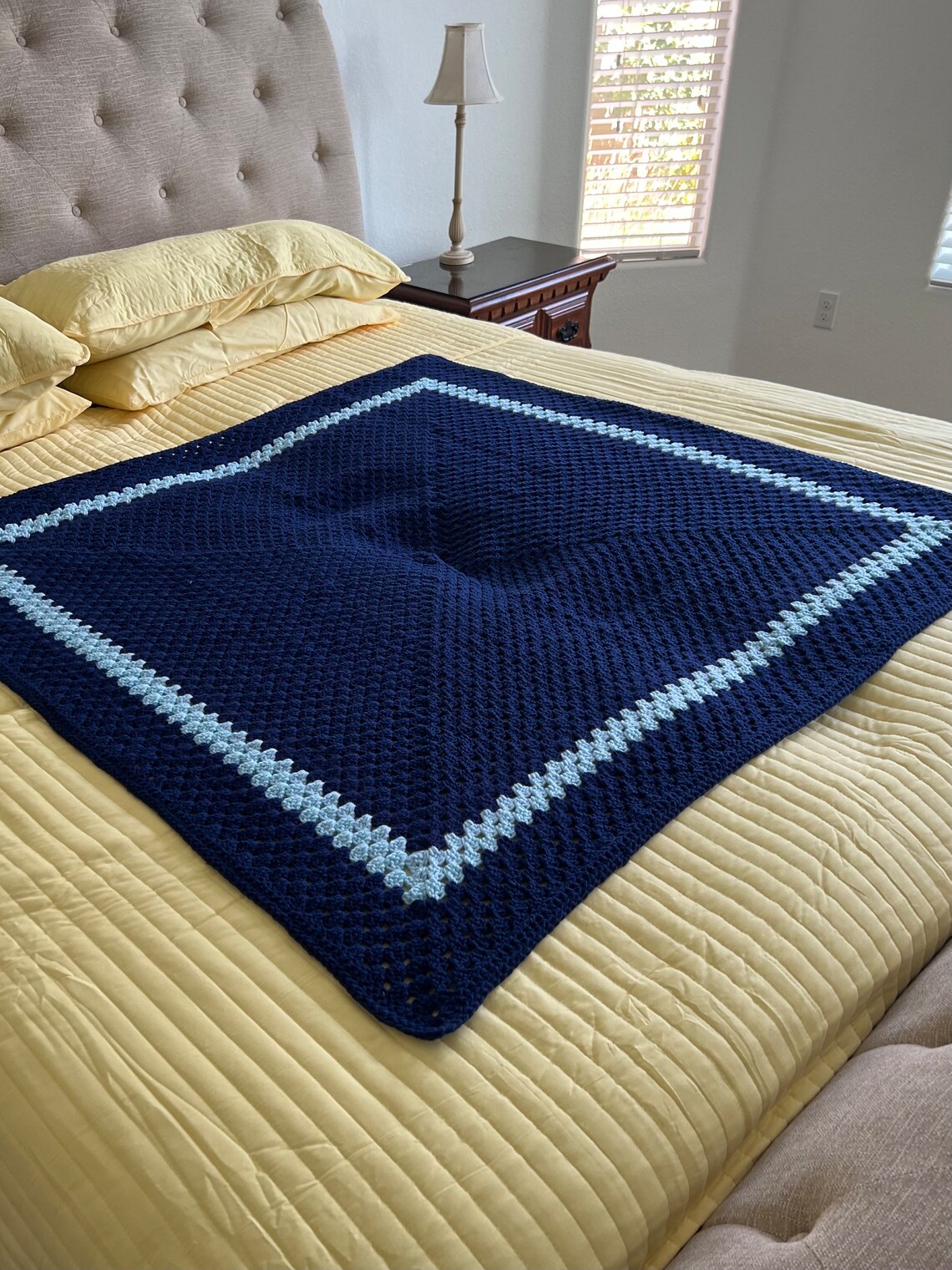 Country and Royal Blue Crochet Afghan Blanket Throw - Etsy