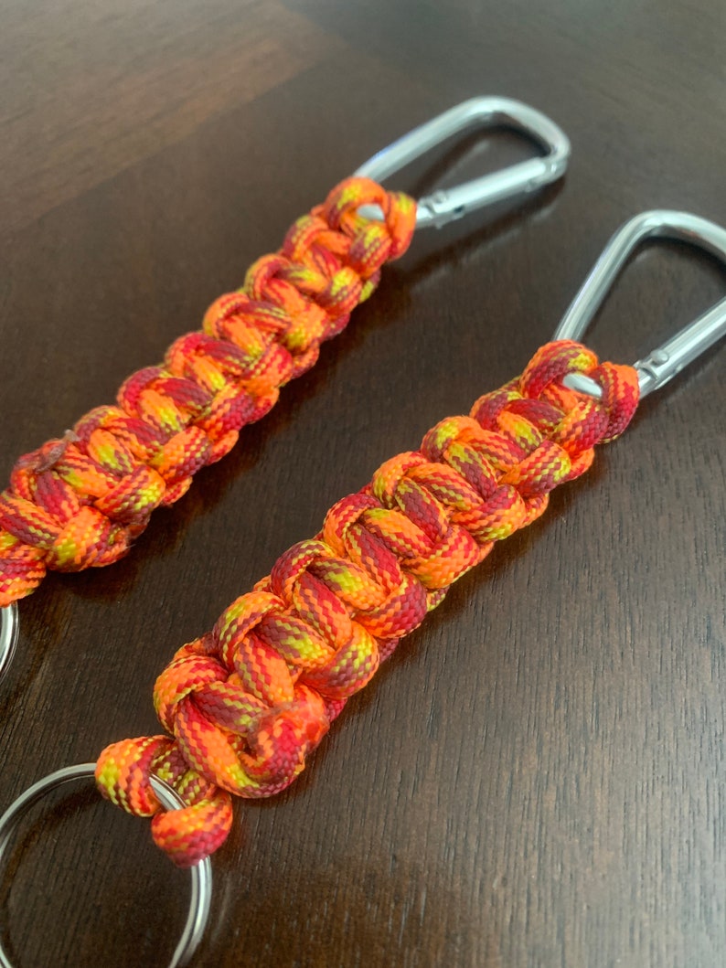Neon Orange and Yellow Carabiner Paracord Key Chain - Etsy