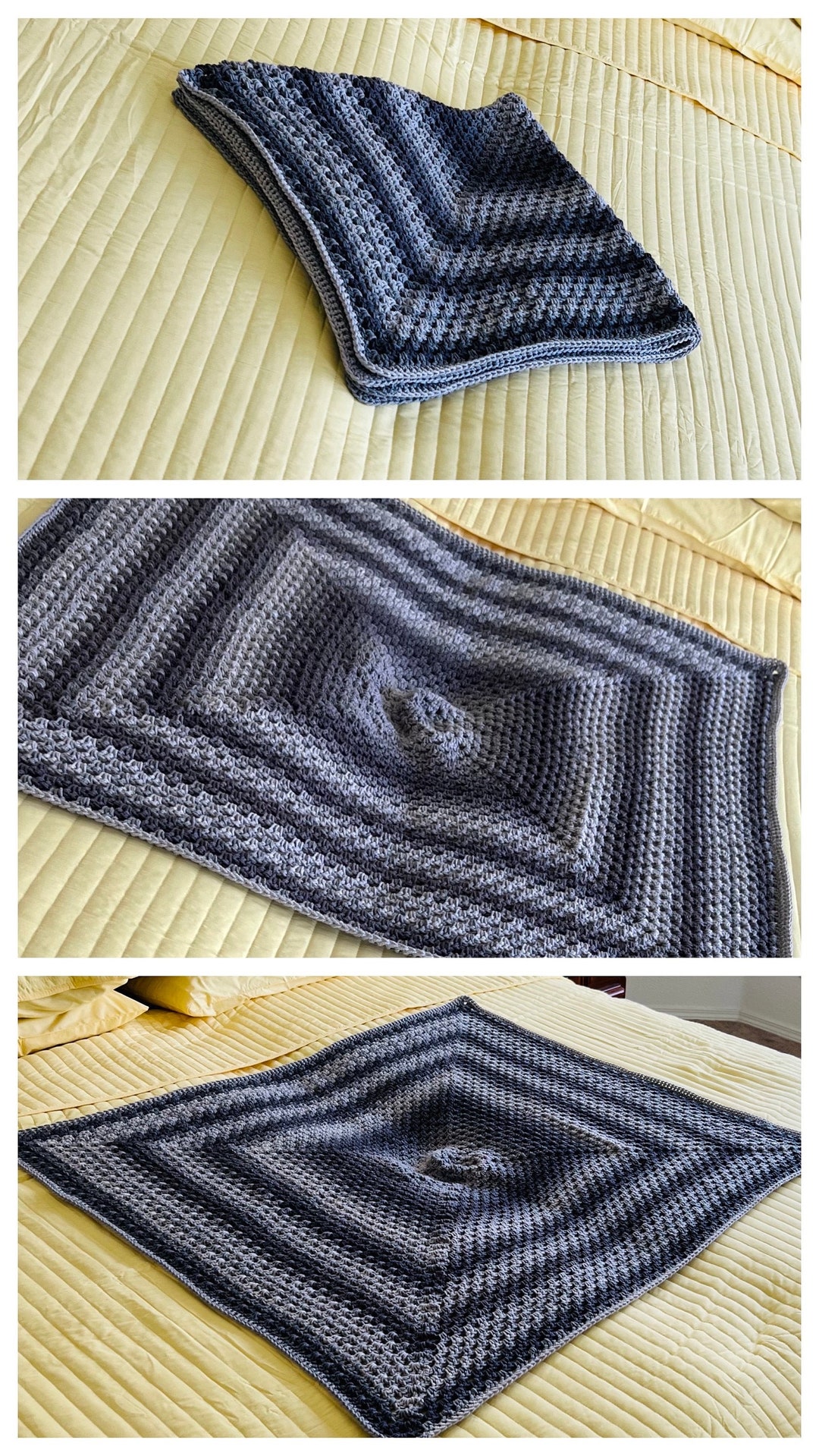 Gray Ombré Crochet Afghan Blanket Throw - Etsy