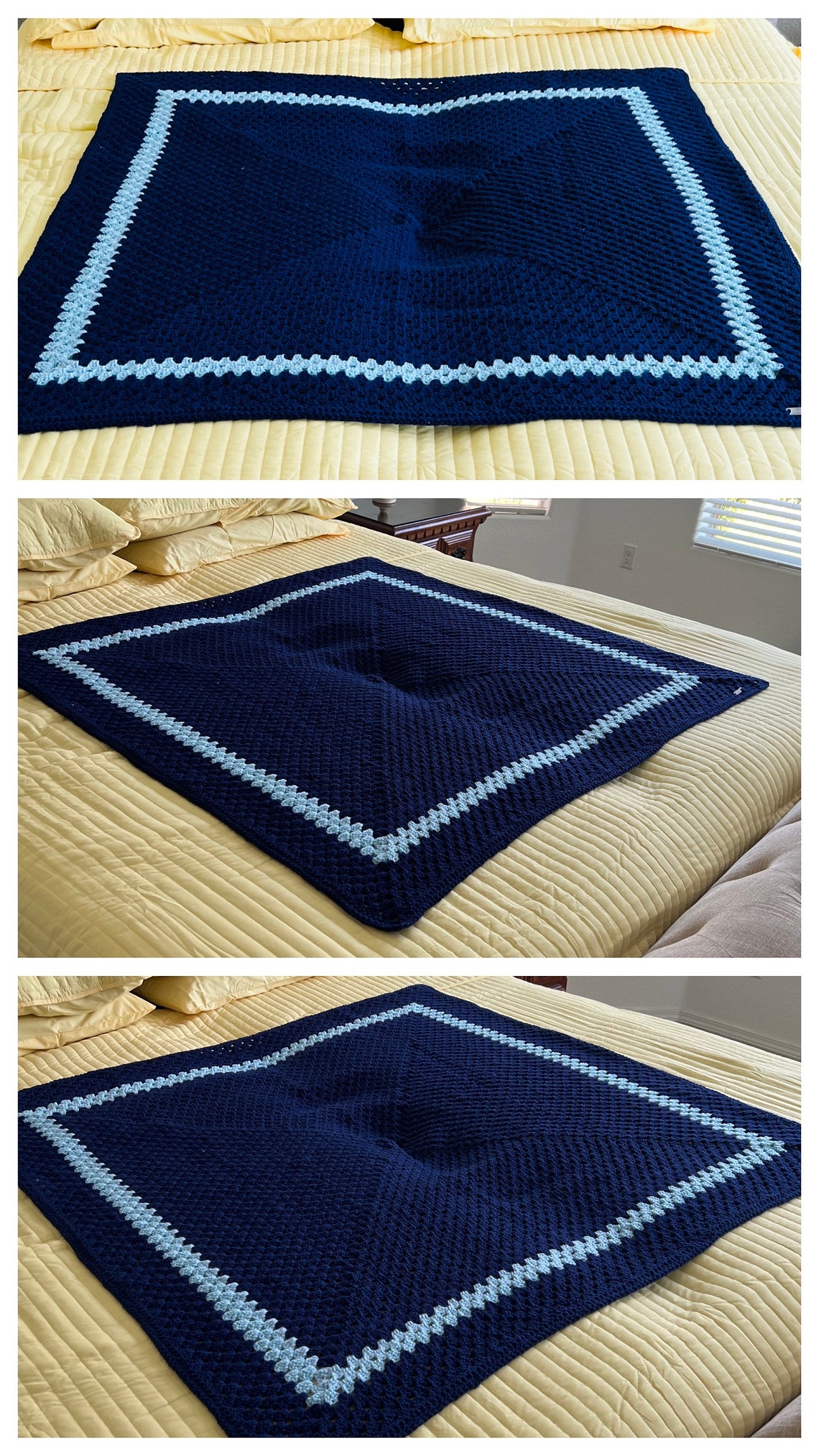 Country and Royal Blue Crochet Afghan Blanket Throw - Etsy