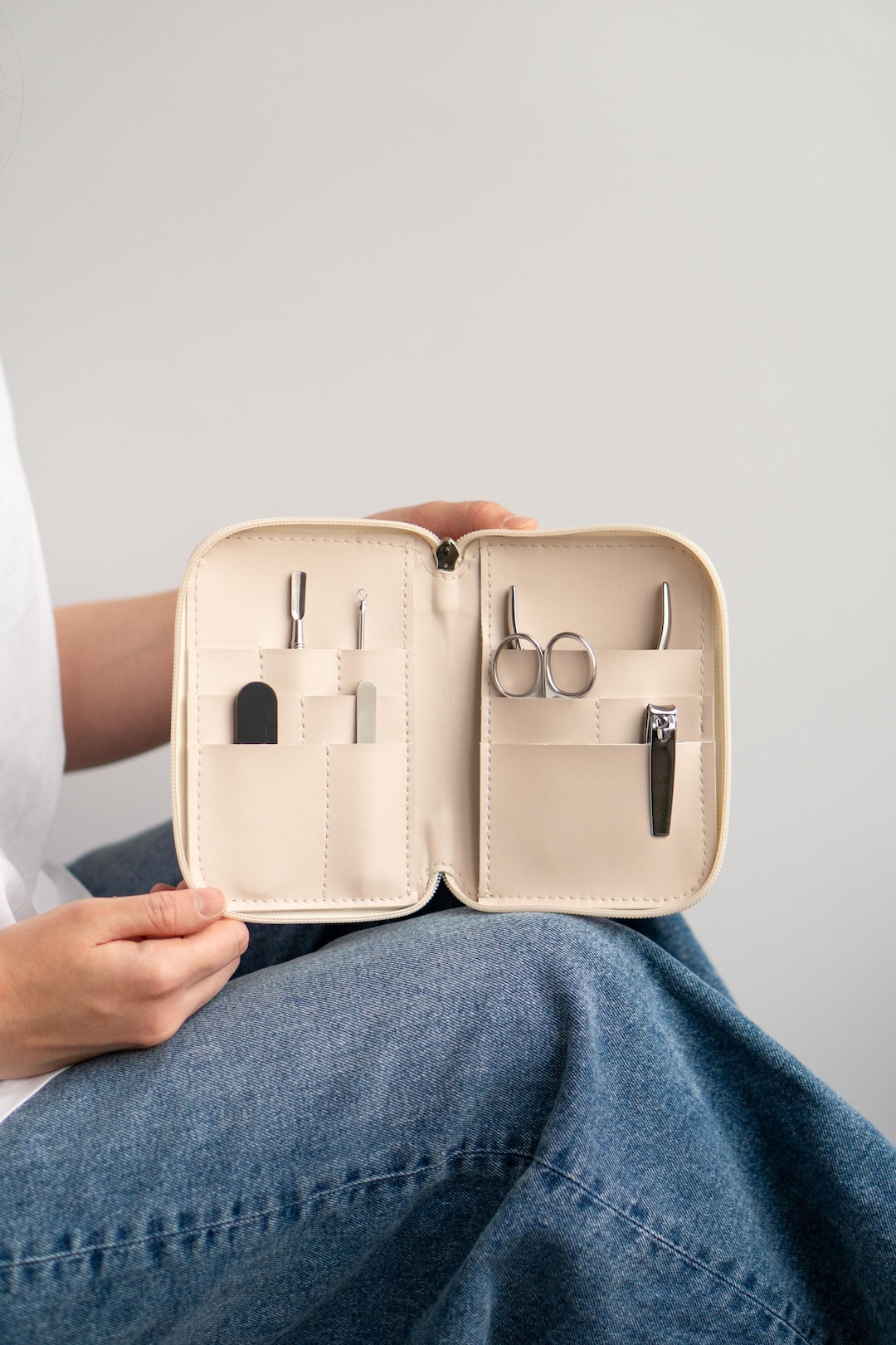 Vegan Leather Manicure Tool Organizer: Compact Travel Nail Kit - Etsy