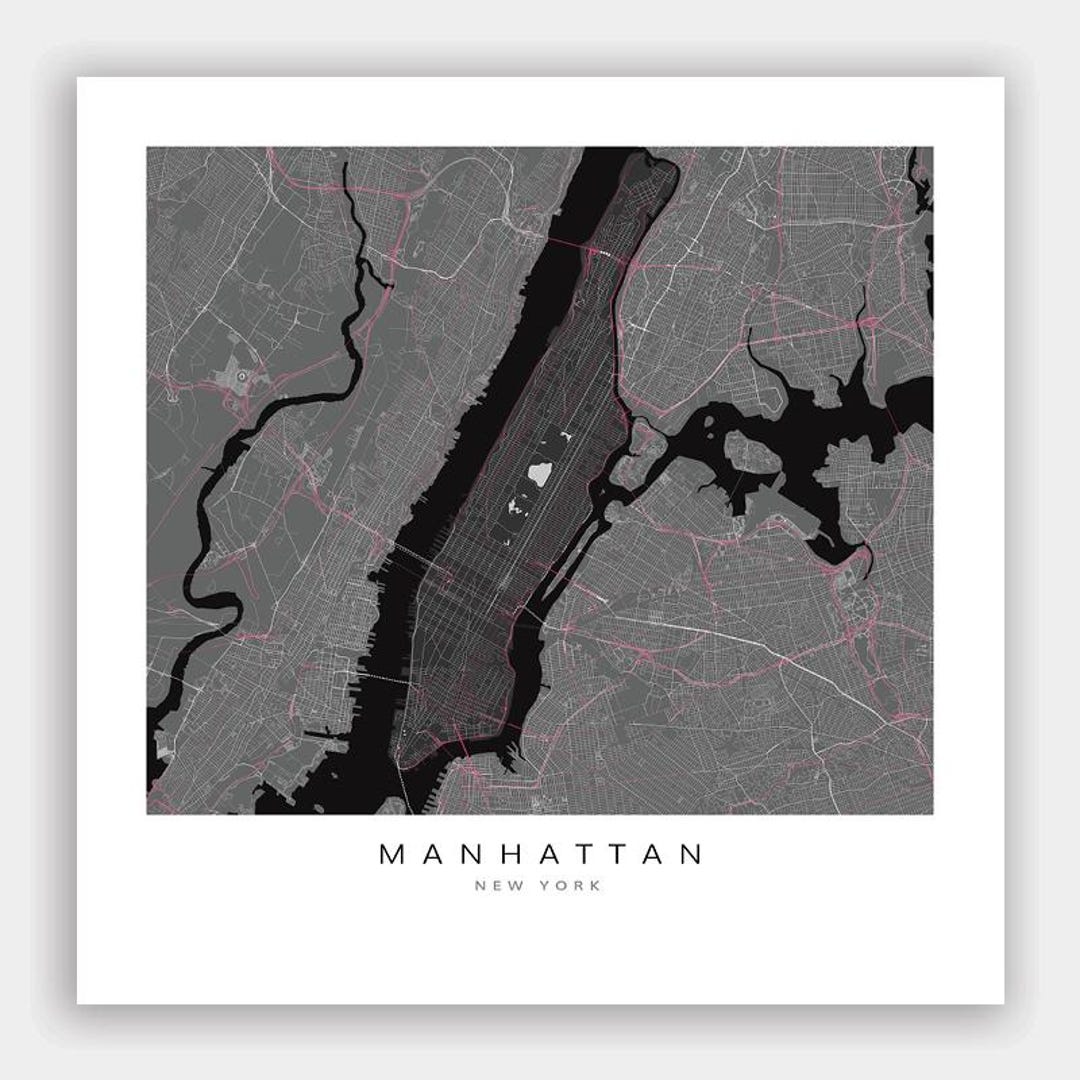 New York City Map Wall Art, Modern Art, Minimalist Wall Art, Funky Wall ...