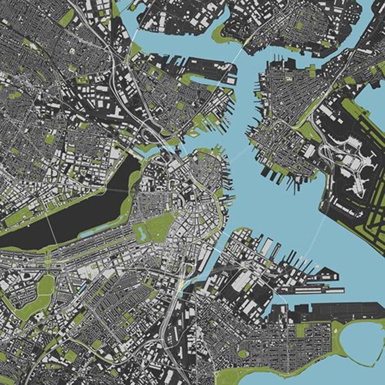 Map Art Boston Digital City Map Poster Printable Masculine Map Gifts ...