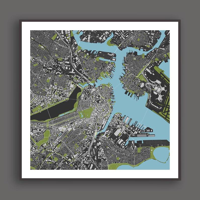Map Art Boston Digital City Map Poster Printable Masculine Map Gifts ...