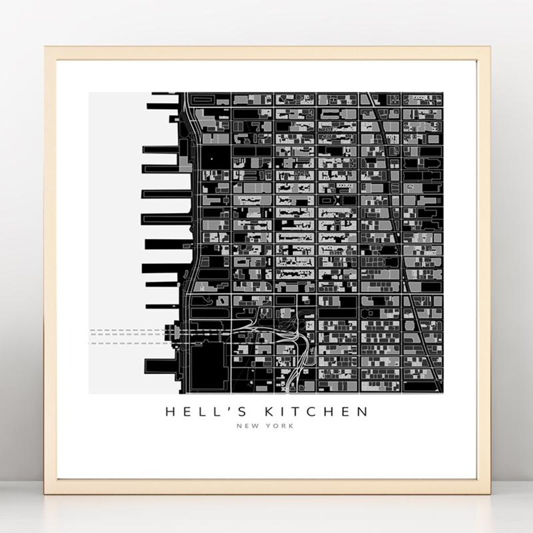 Modern Hell's Kitchen Art Map Digital - Etsy