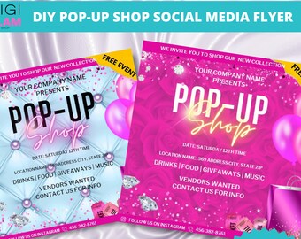 Editable POP UP Shop DIY Business Flyer Design Canva | Etsy