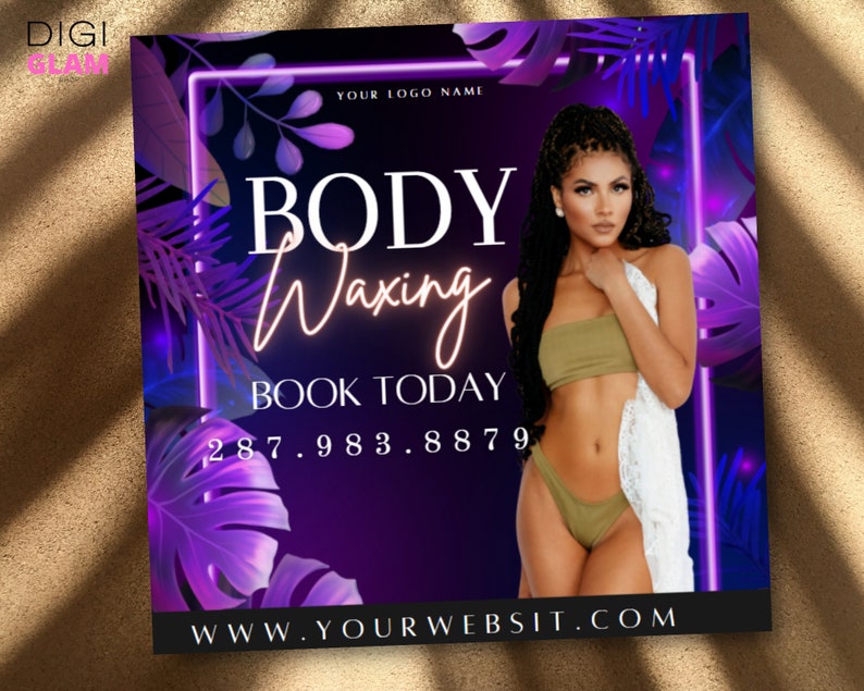 Purple Waxing Service Flyer Bundle D.I.Y Canva Waxing Flyer | Etsy