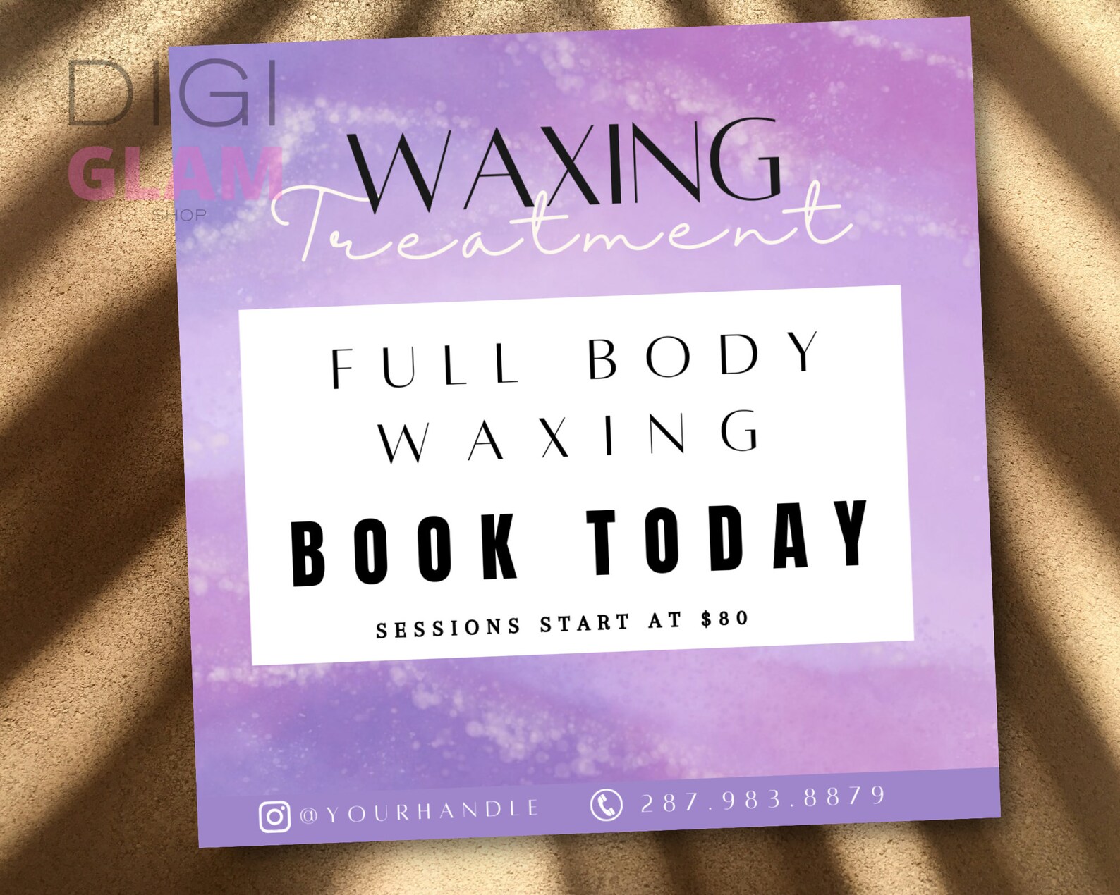 Purple Waxing Service Flyer Bundle D.I.Y Canva Waxing Flyer | Etsy