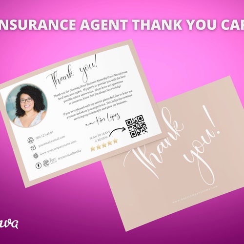 Insurance Agent Insurance Agent Thank You Card Insurance - Etsy