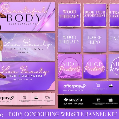 Paper web banners template website banner category banner set purple ...