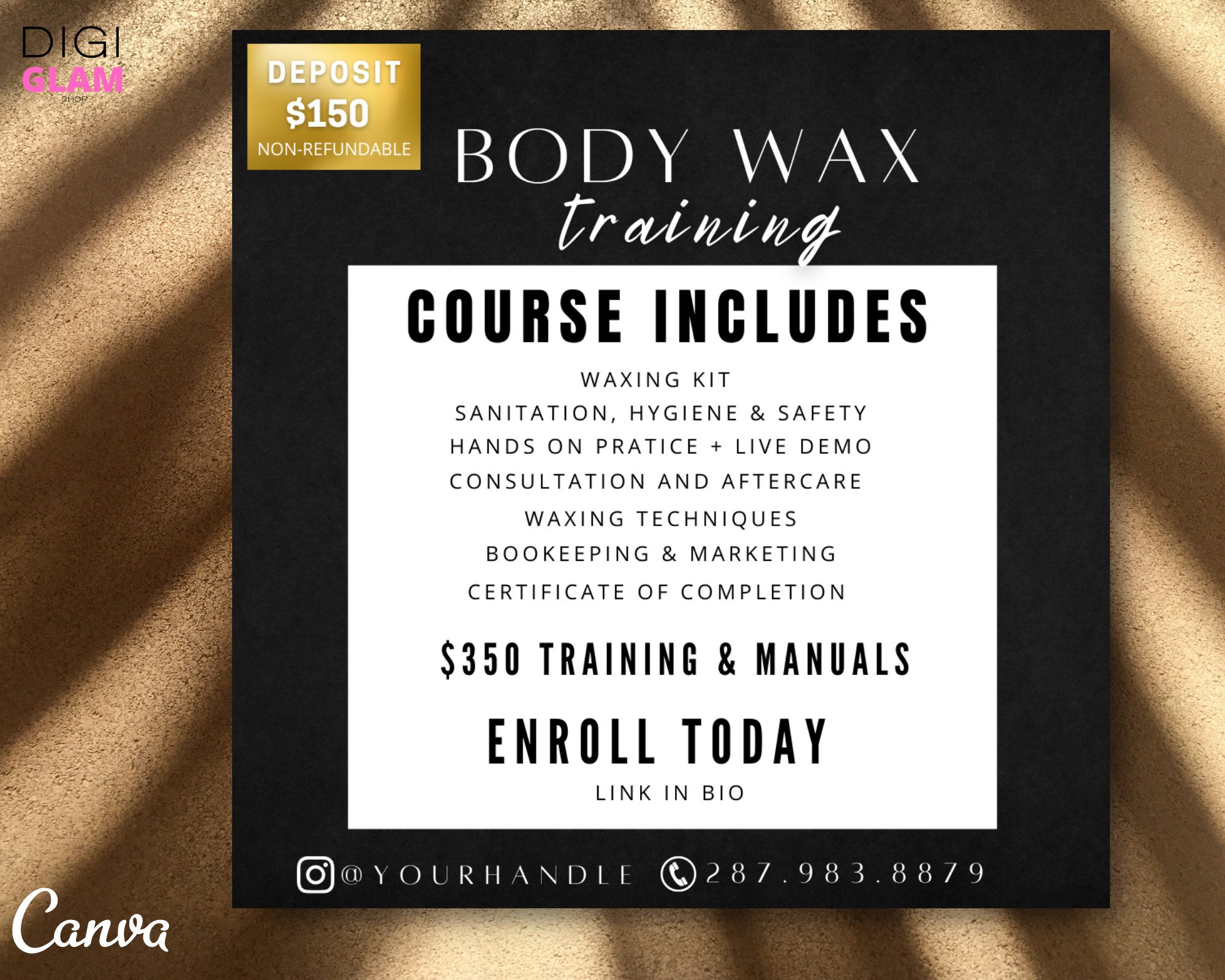 Black Waxing Service Flyer Bundle D.I.Y Canva Waxing Flyer Template Wax ...