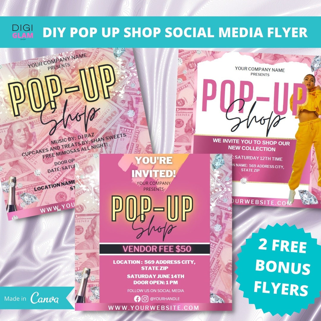 Editable POP UP Shop DIY Business Flyer Design Canva Template Premade ...
