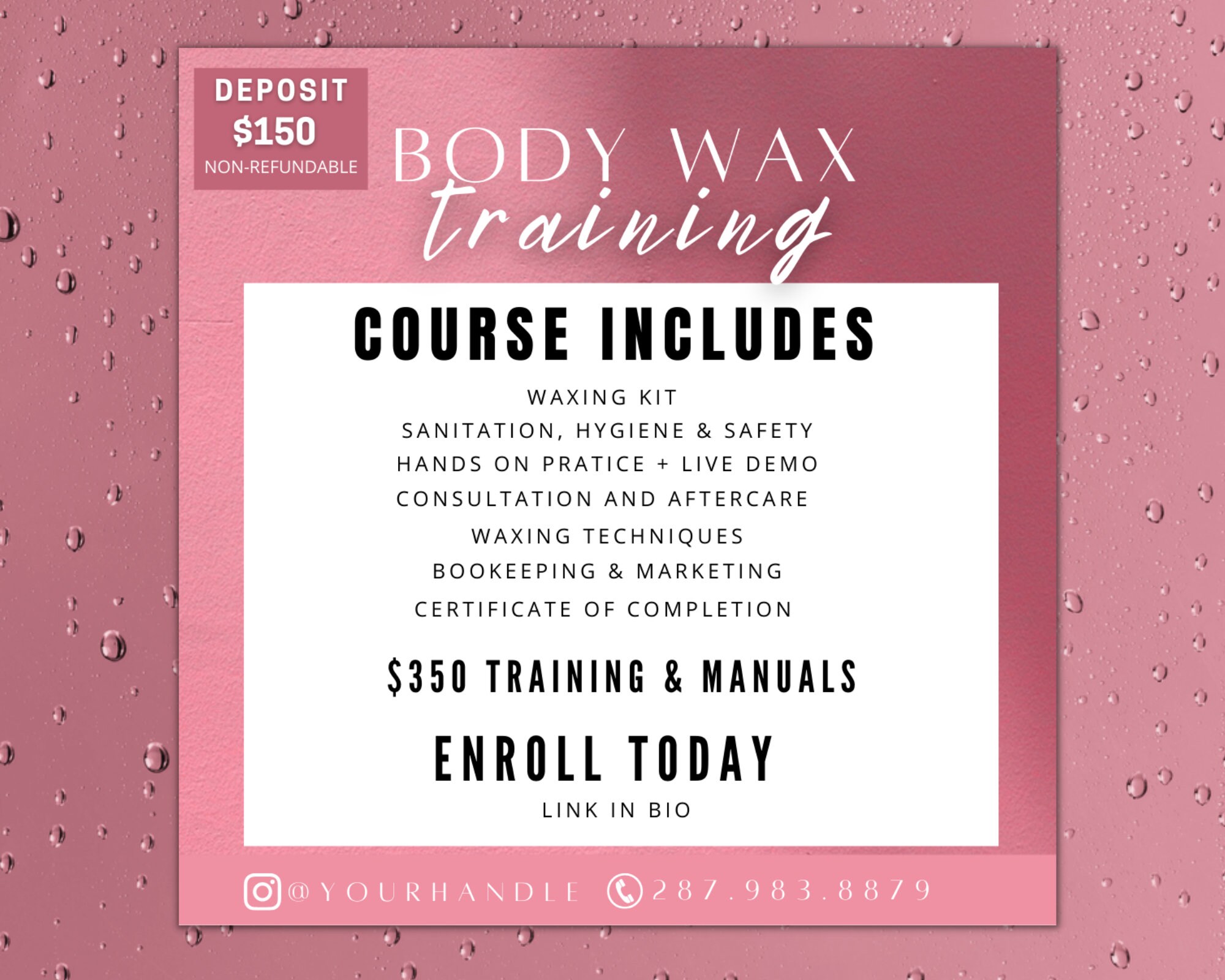 Pink Waxing Service Flyer Bundle D.I.Y Canva Waxing Flyer - Etsy