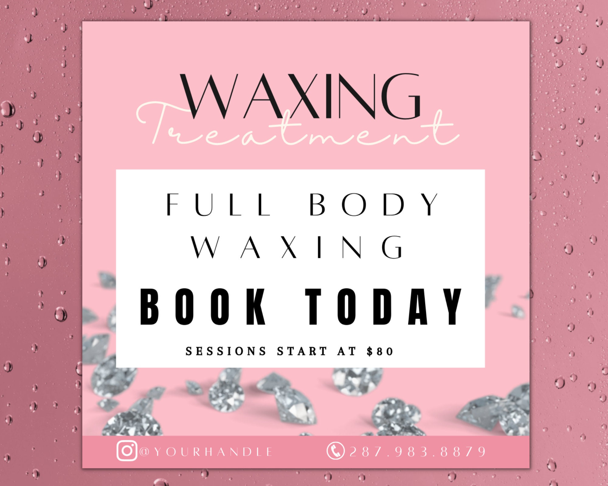 Pink Waxing Service Flyer Bundle D.I.Y Canva Waxing Flyer Template Wax ...