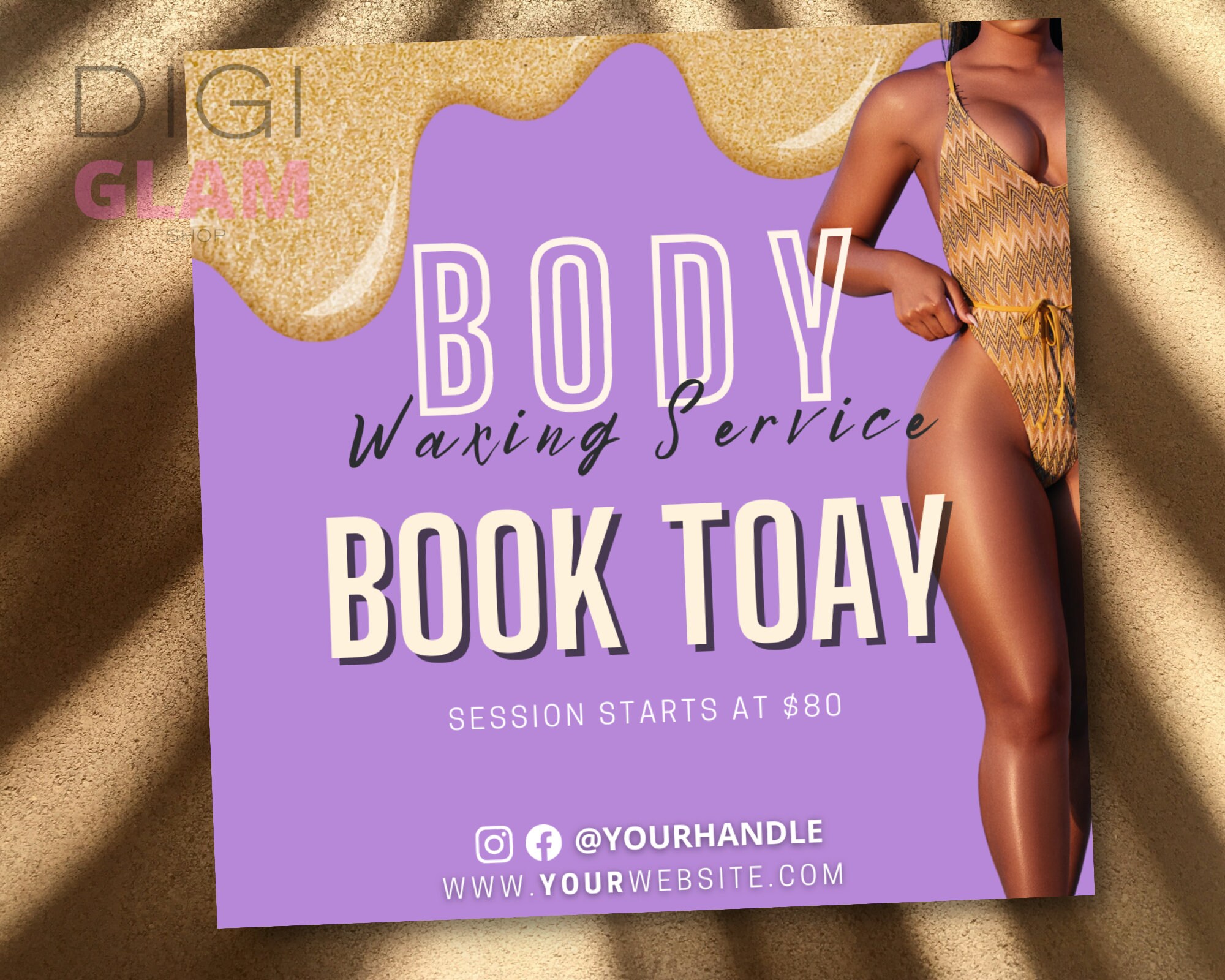 Purple Waxing Service Flyer Bundle D.I.Y Canva Waxing Flyer | Etsy