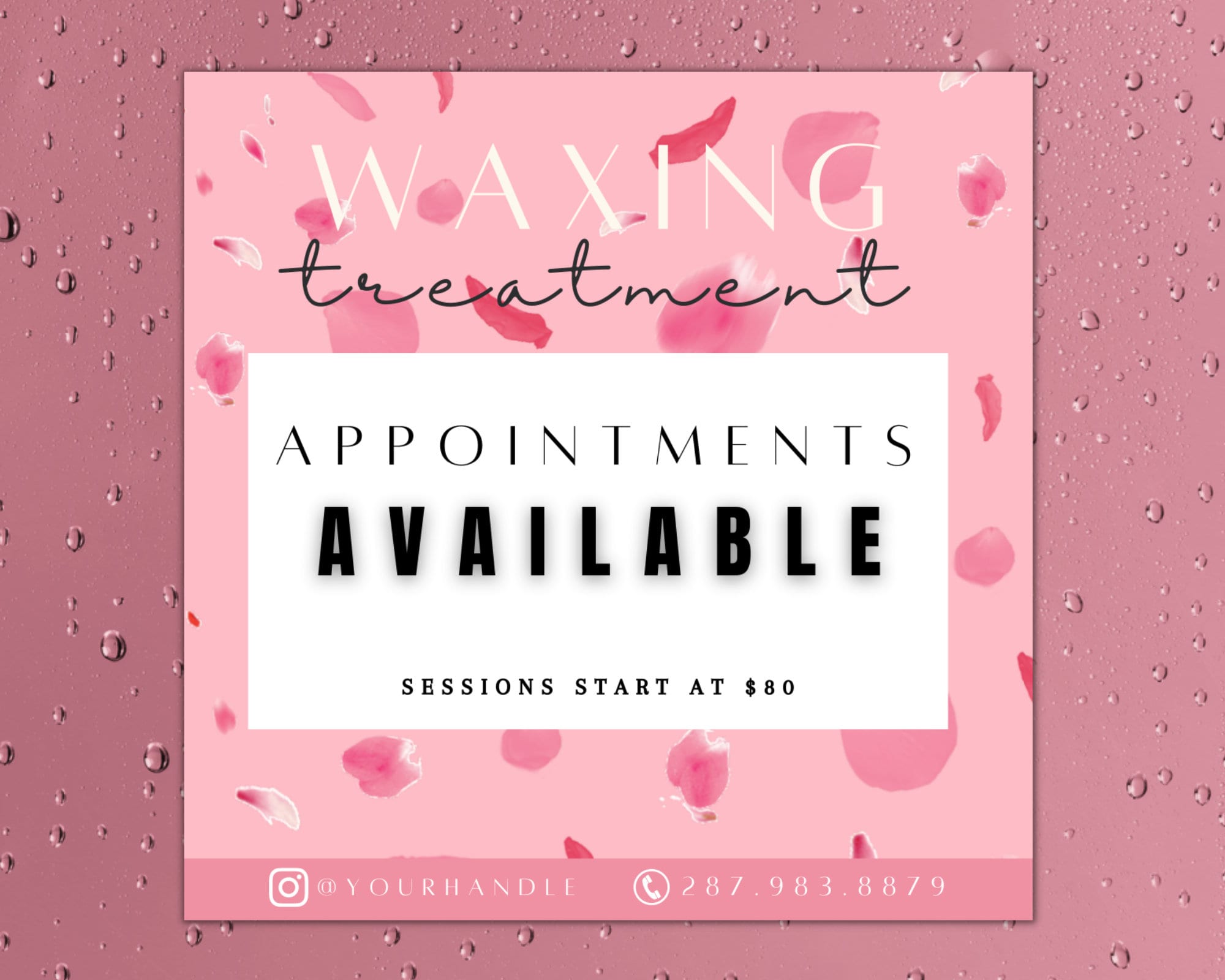 Pink Waxing Service Flyer Bundle D.I.Y Canva Waxing Flyer Template Wax ...