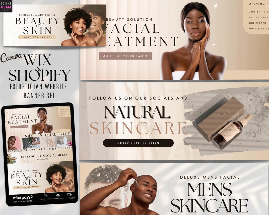 Esthetician Website Banners Facial Website Banners Wix Website Template ...