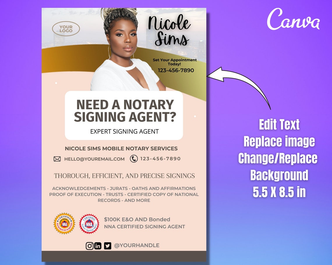 Notary Notary Signing Agent Branding Notary Signing Flyers | Etsy
