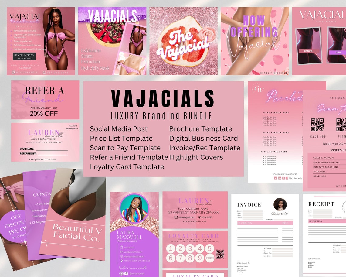 Vajacial Branding Kit Vajacial Flyers Vajacial Business - Etsy
