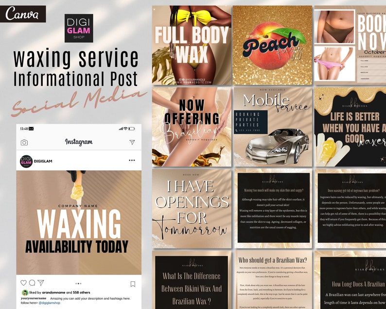 30 Waxing Service Flyer Informational Post D.I.Y Canva - Etsy