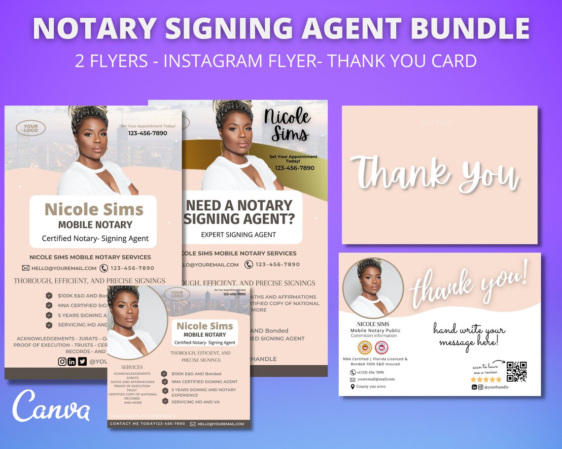 Notary Notary Signing Agent Branding Notary Signing Flyers - Etsy