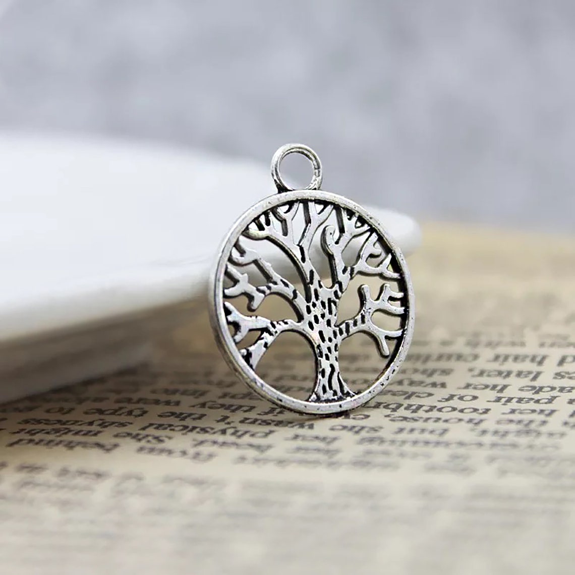 Tree of Life Pewter Charms for Jewelry Making. Antique Silver | Etsy