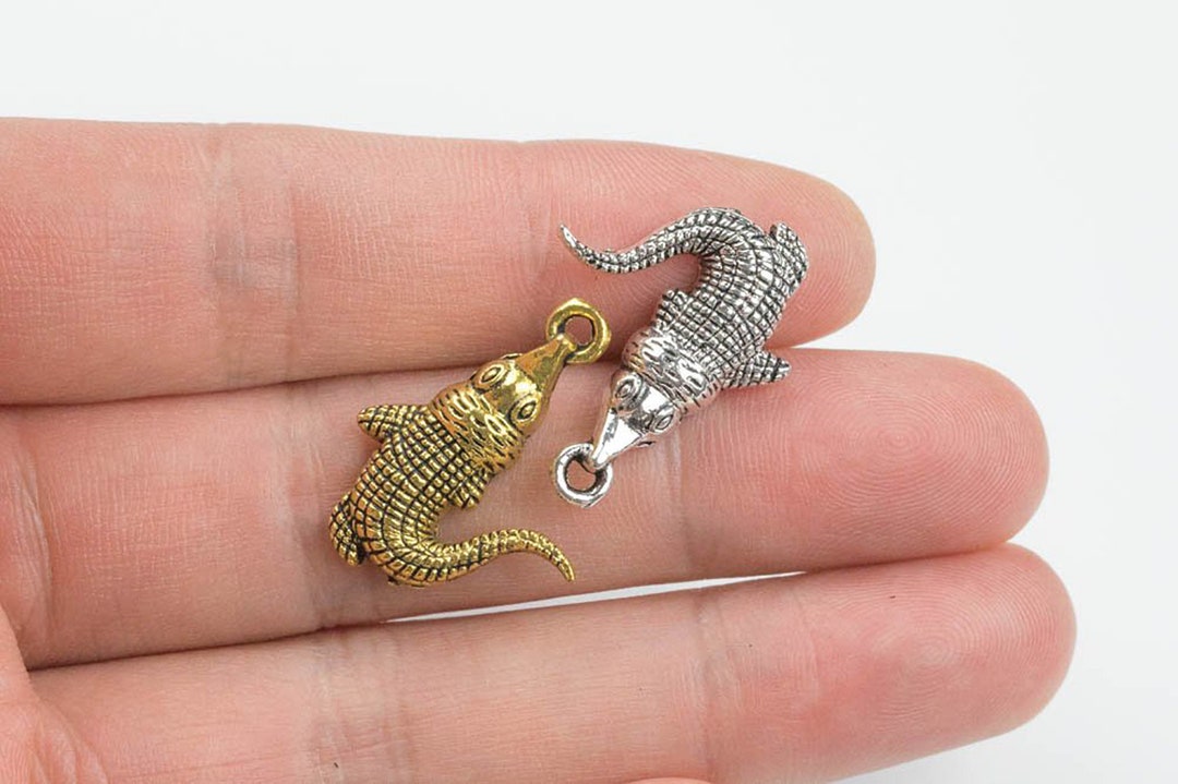 Antique Silver Alligator Charm: DIY Jewelry Making - Louisiana Shipped ...