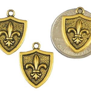 Shield Shape Fleur De Lis Charm for DIY. Choose 25, 50 or 100. Antique ...