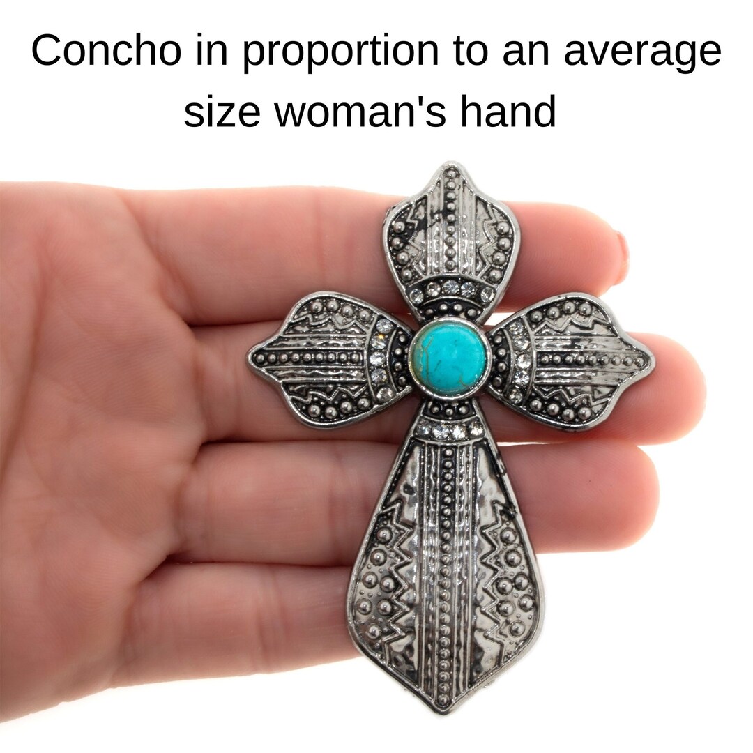 Screwback Large Cross Concho. Full Rhinestones. Conchos for Belts ...