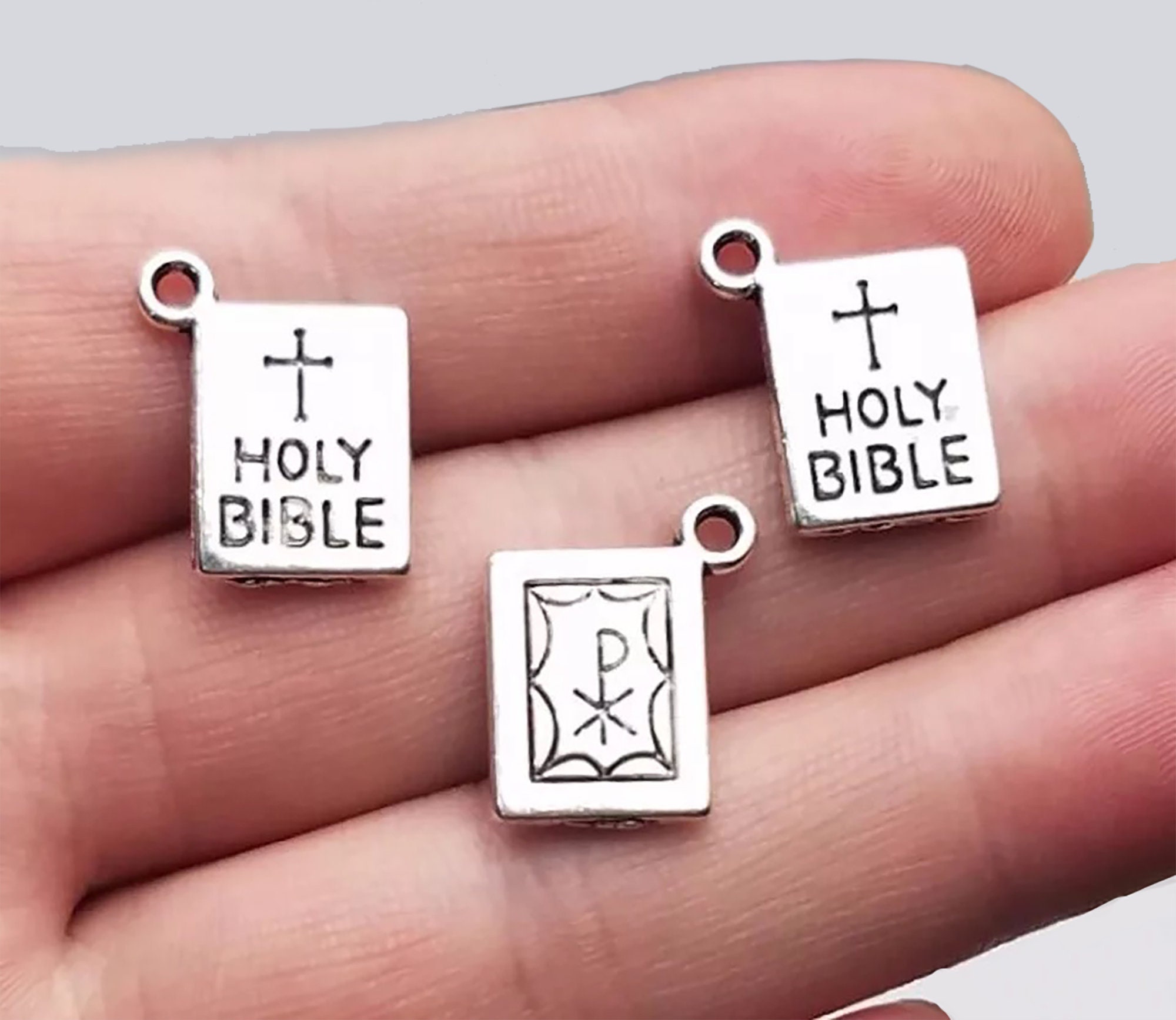 Mini Book / Holy bible Pewter charms for DIY jewelry and | Etsy