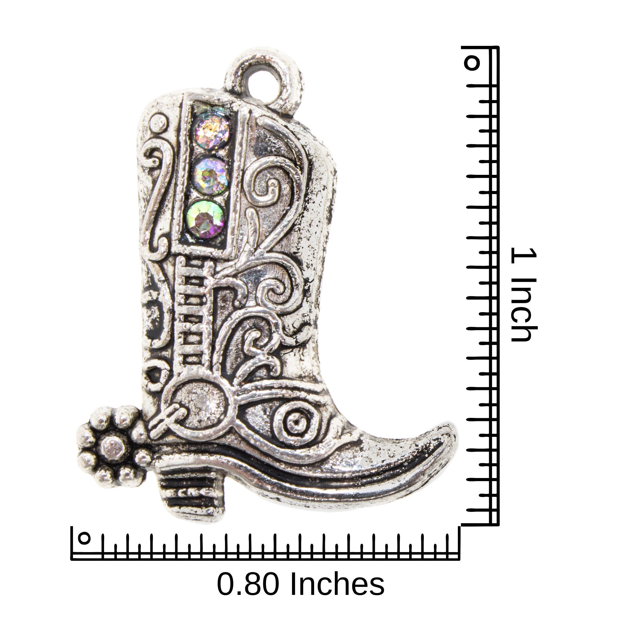 Antique Silver Cowboy/cowgirl Boot Charms With Rhinestones. - Etsy