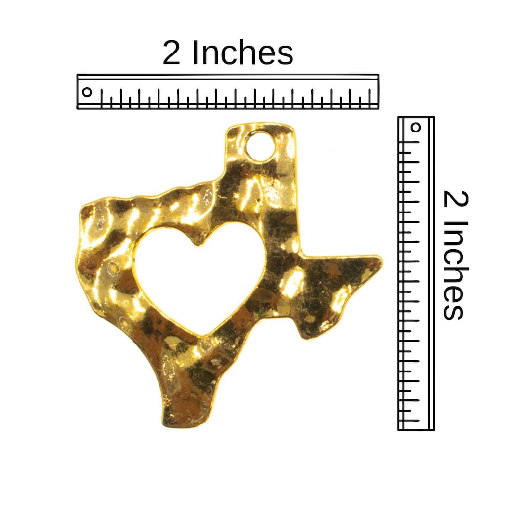 Large Texas Map With Heart Cut Out in the Middle. Texas Lovers Charms ...