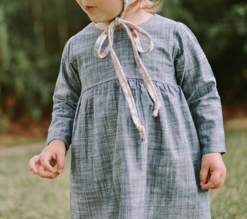 Girls Long Sleeve Chambray Dress With Three Chambray Color - Etsy