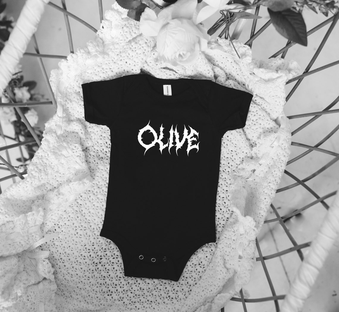 Custom Name Onesie, Metal, Punk Rock Onesie, Metalcore Font, Customized ...