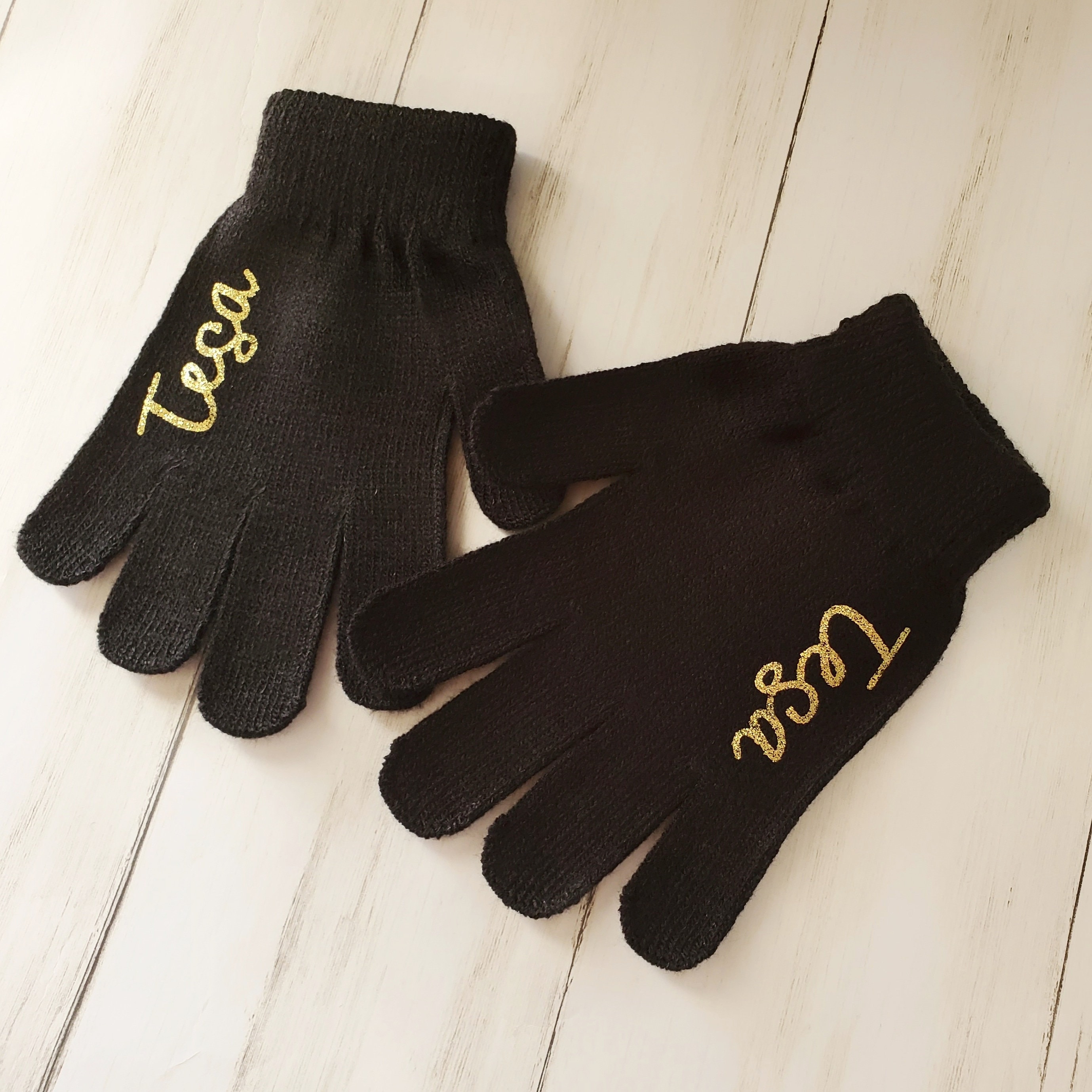 Black Personalized Adult Gloves,personalized Gloves,work Party Gift ...