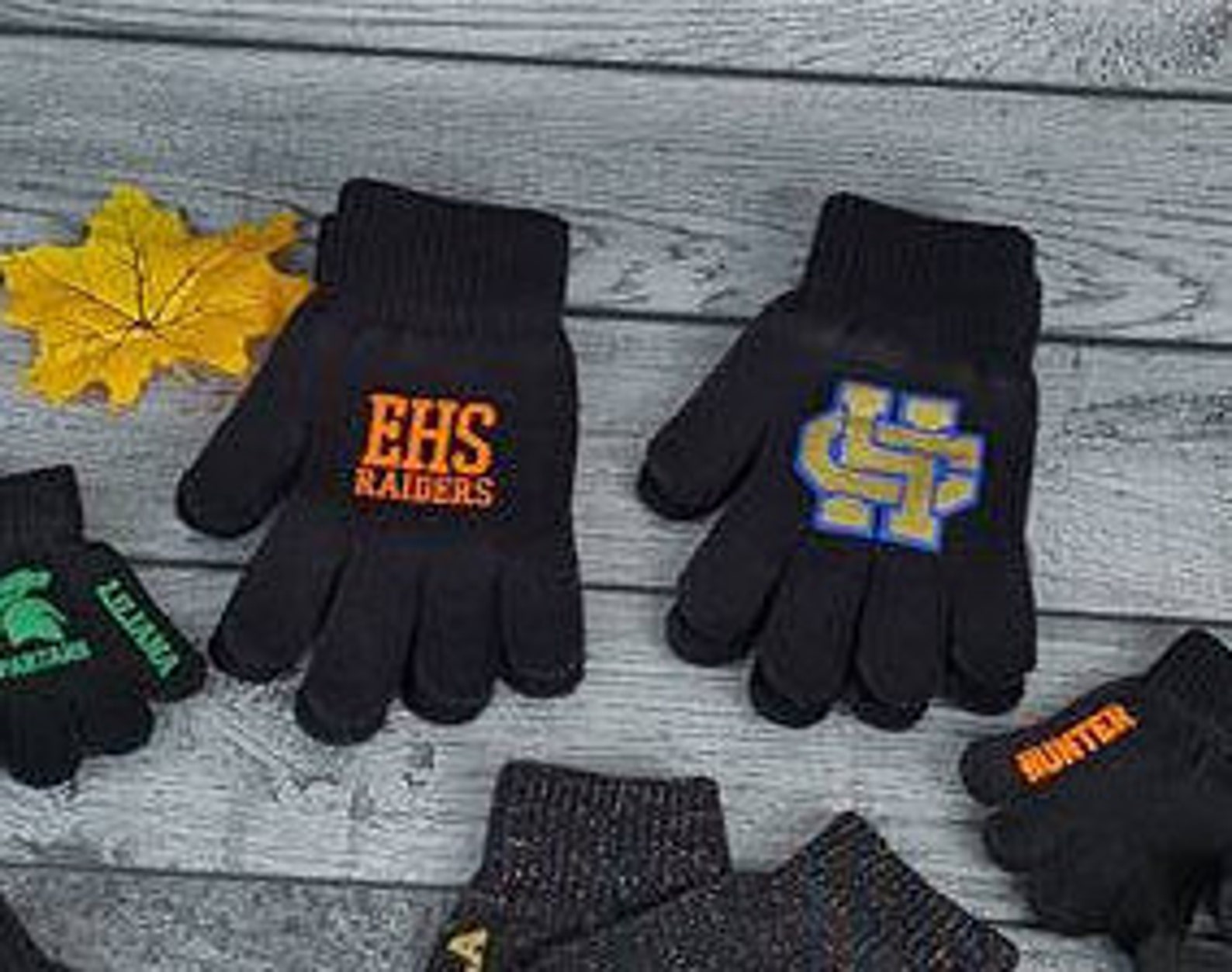 Black Personalized Adult Gloves,personalized Gloves,work Party Gift ...