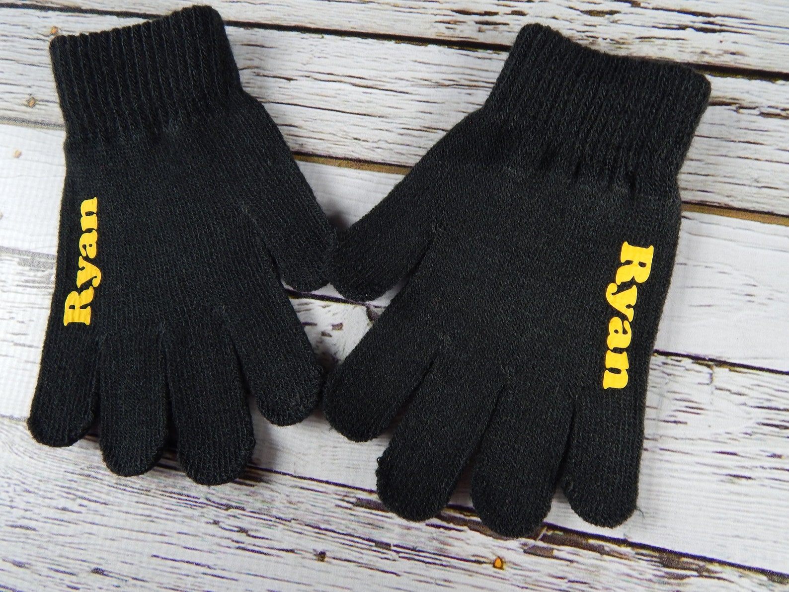 Black Personalized Adult Gloves,personalized Gloves,work Party Gift ...