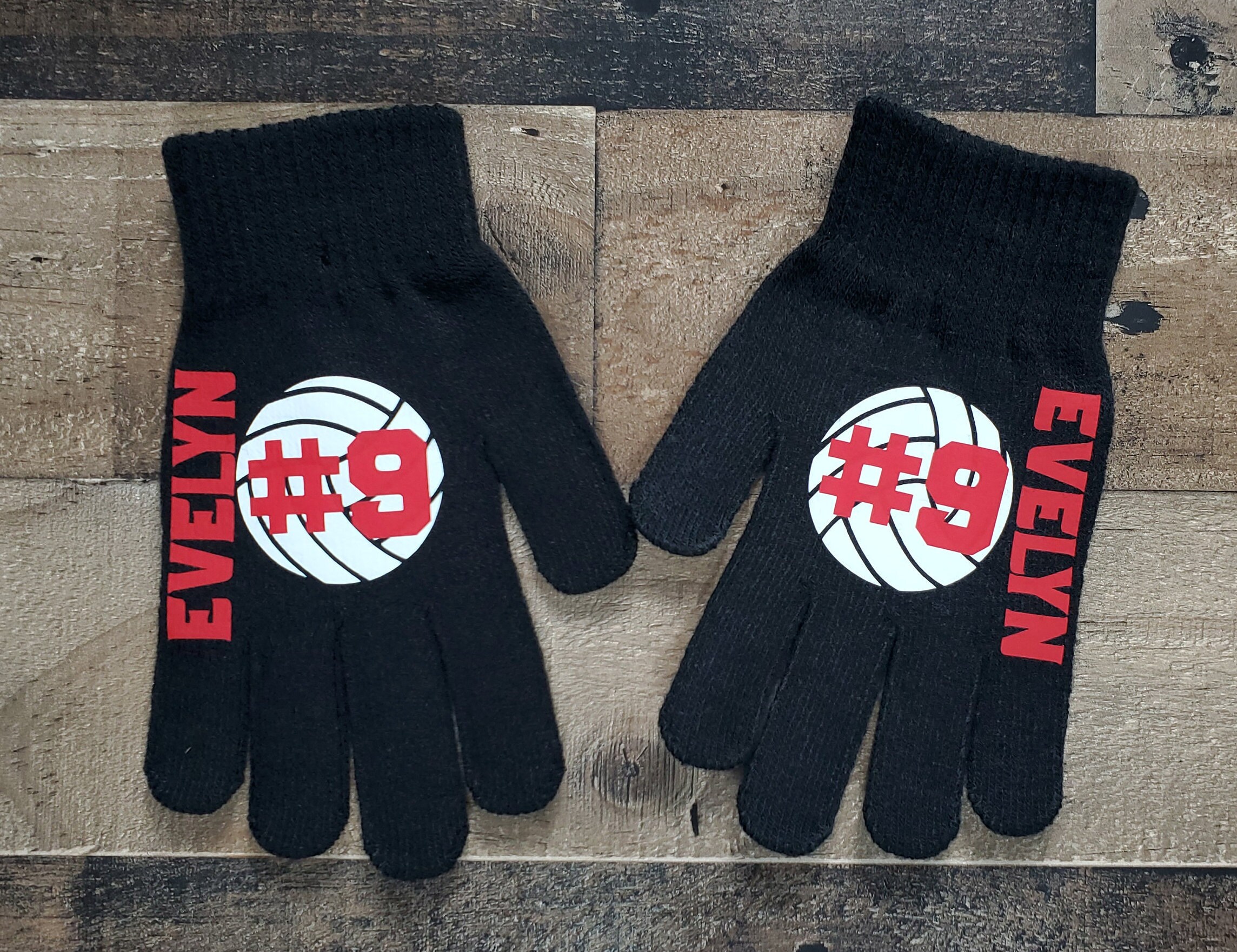 Black personalized adult glovespersonalized gloveswinter | Etsy