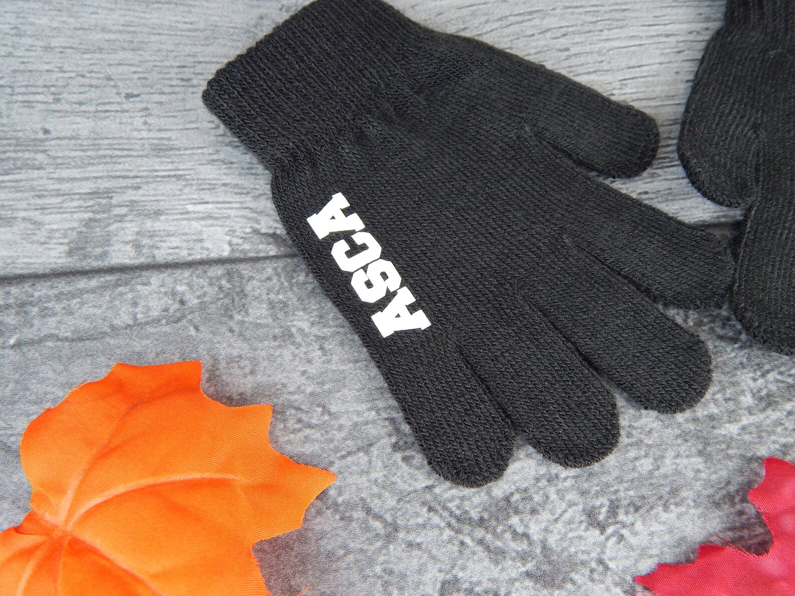 Black personalized adult glovespersonalized gloveswinter | Etsy