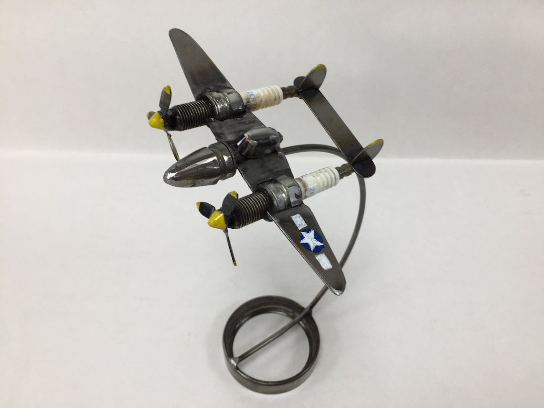 Spark Plug P-38 Sculpture: WW2 Scrap Metal Airplane Art - Etsy
