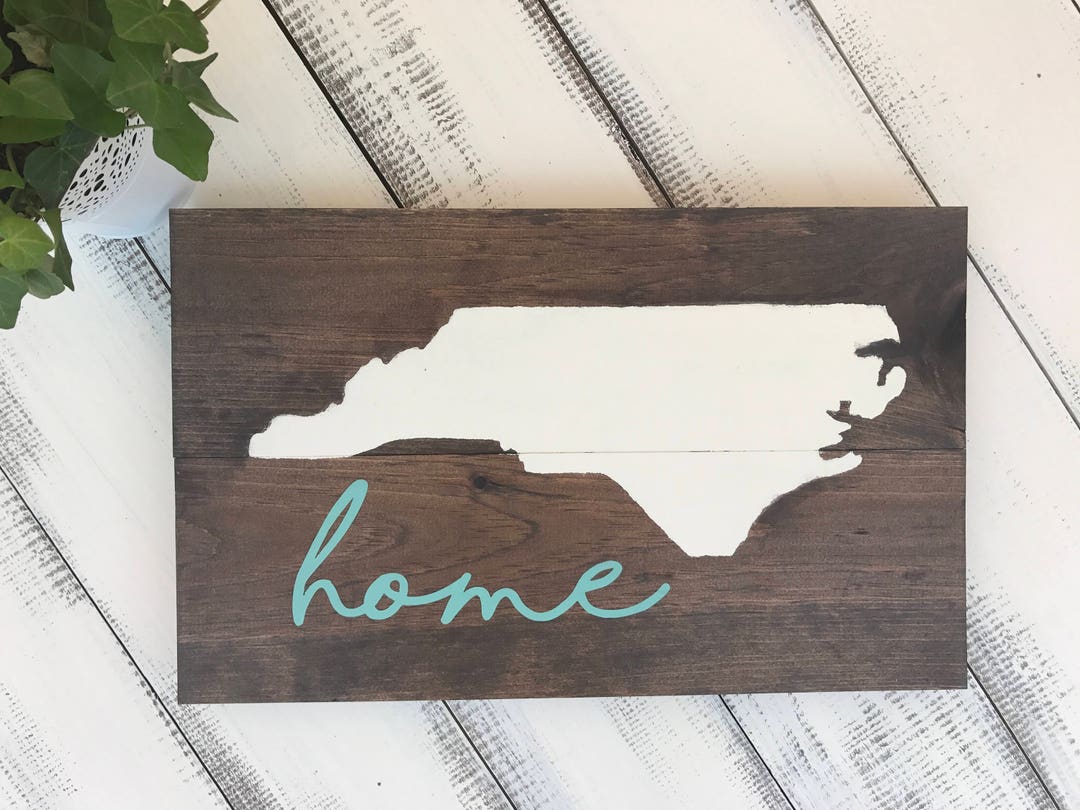 North Carolina State Hand Painted Wood Sign - Etsy
