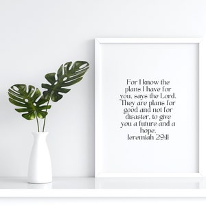 Jeremiah 29:11, for I Know the Plans, Bible Verse Wall Art, Scripture ...