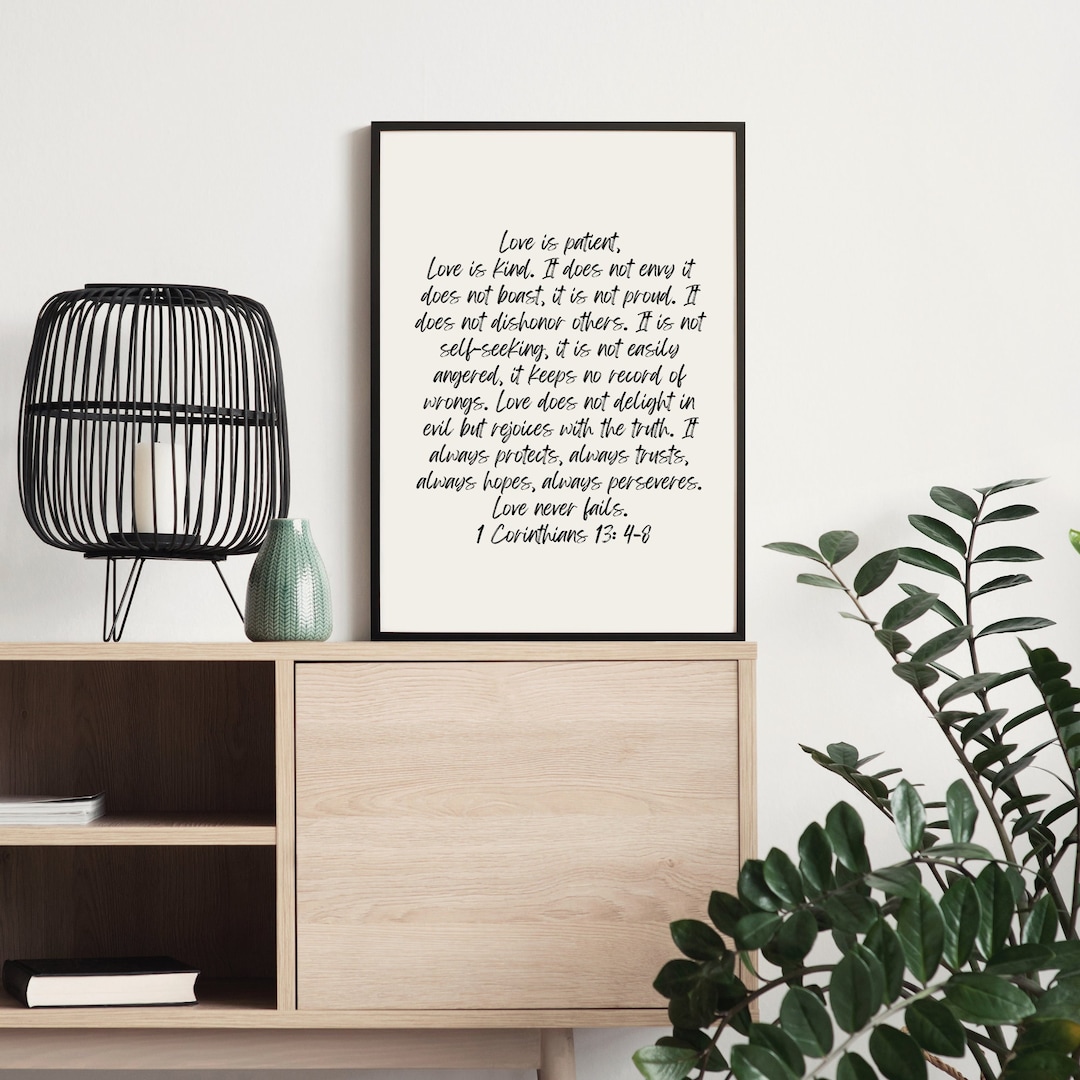 1 Corinthians 13: 4-8, Love is Patient, Bible Verse Wall Art, Scripture ...