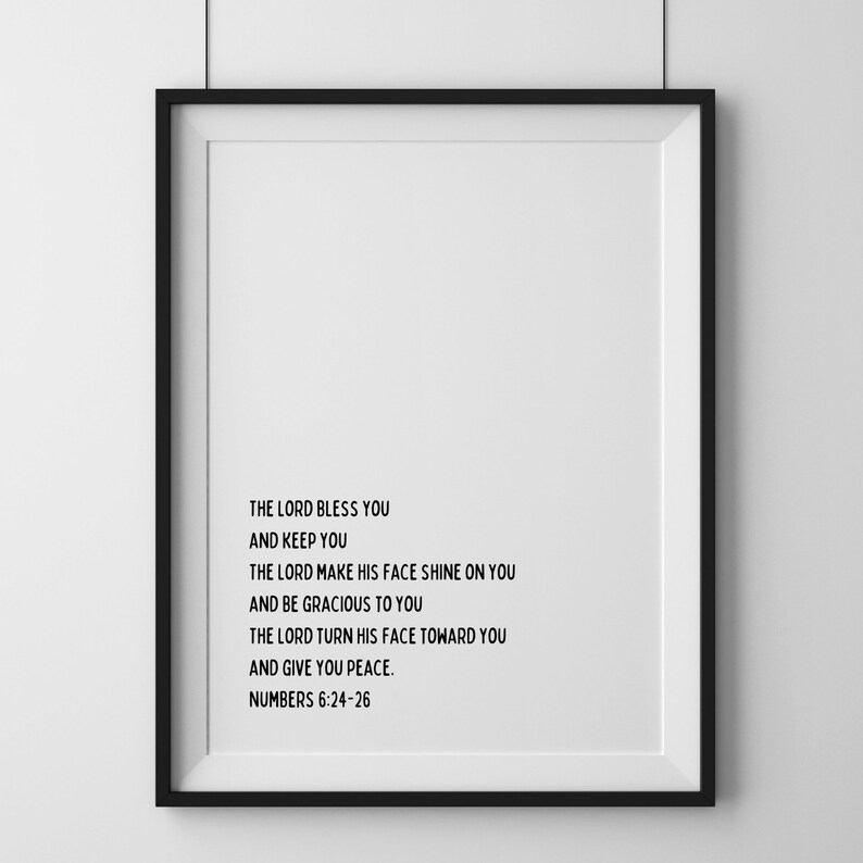 Numbers 6:24-26, the Lord Bless You, the Blessing Wall Art, Bible Verse ...