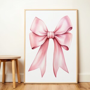 Pink Bow Print Set of 3 Preppy Wall Art Teen Room Decor Poster College ...