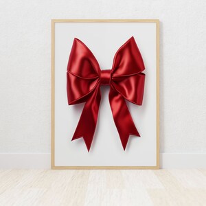 Red Satin Bow Print Set of 3 Preppy Wall Art Teen Room Decor Poster ...