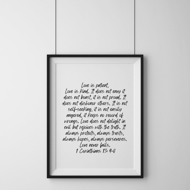 1 Corinthians 13: 4-8, Love is Patient, Bible Verse Wall Art, Scripture ...