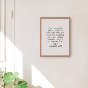 Jeremiah 29:11, for I Know the Plans, Bible Verse Wall Art, Scripture ...