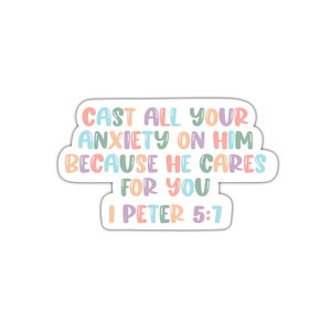 Cast All Your Anxiety on Him Sticker, Christian Stickers, Laptop ...