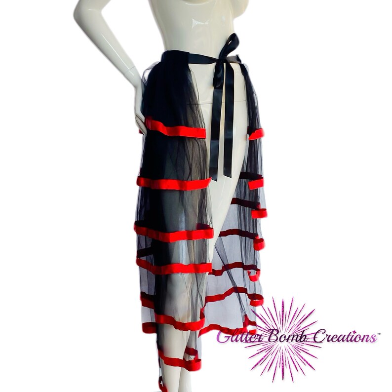 Black and Red Burlesque Bustle/ Tulle Net Bustle/ Tulle Half Skirt ...